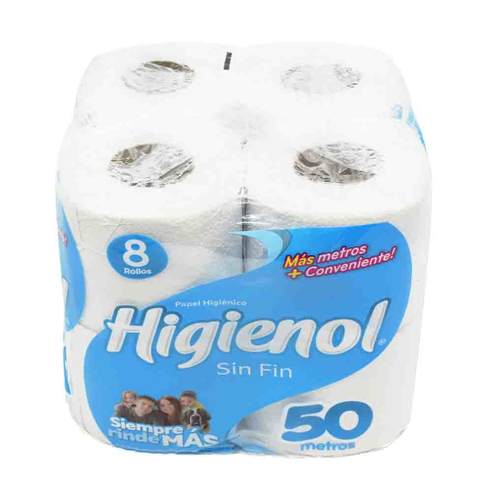Papel Higiénico Higienol Sin Fin Hoja Simple 50 Mts 8 U