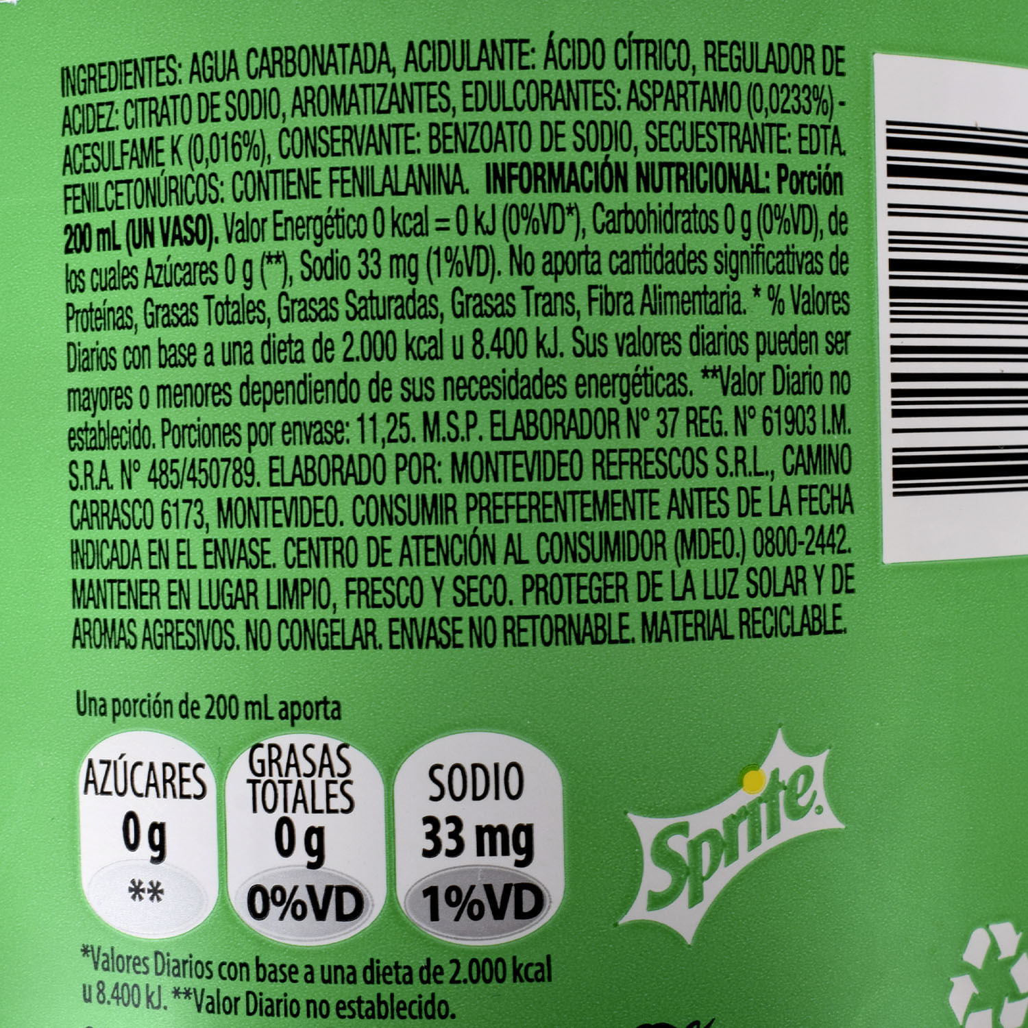 Sprite Sin Azucar 2.25L