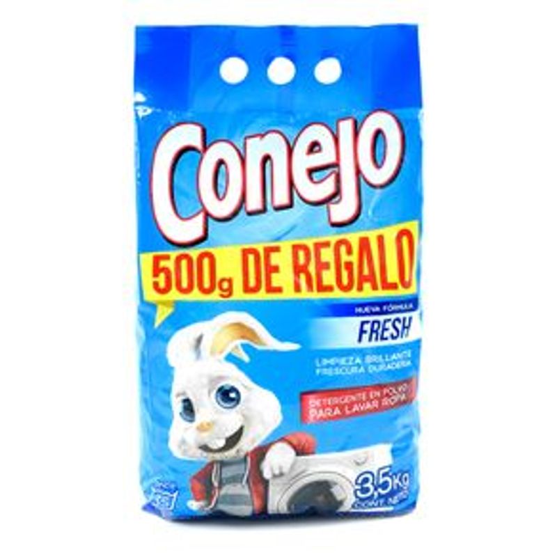 Jabon En Polvo Conejo 3 Kg + 500 G Gratis Fresh Jabon En Polvo Conejo 3 Kg + 500 G Gratis Fresh