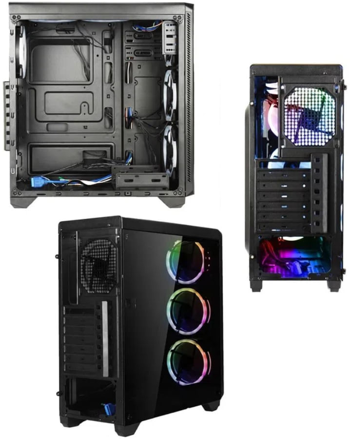 Gabinete Gamer Acrilico Y Cristal Transparente 3 Fan Rgb