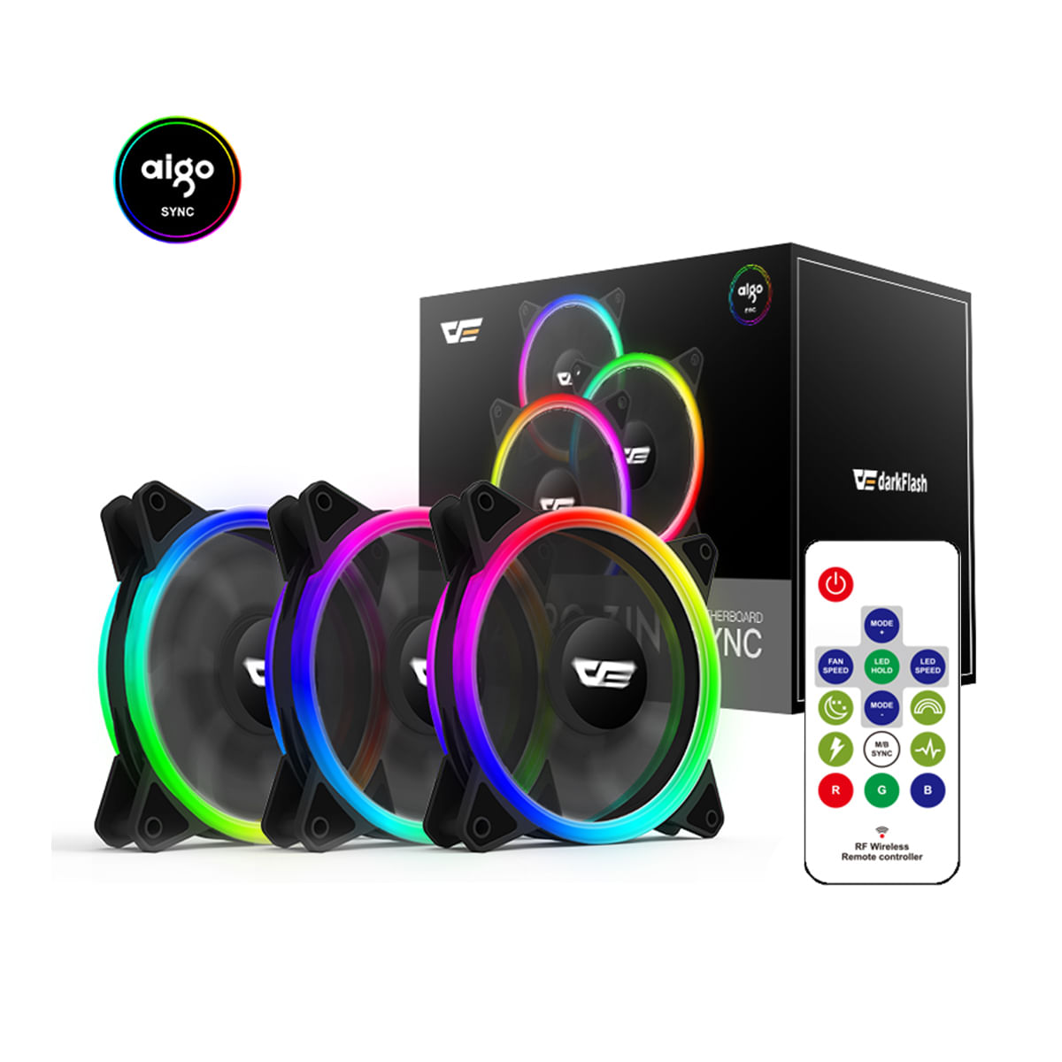 Kit Fanes X3 Programable Darkflash Ar12 Pro Argb + Control