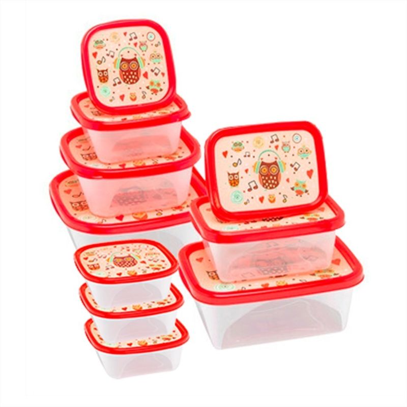 Juego De Tupper Rectangulares Plastico 10 Piezas