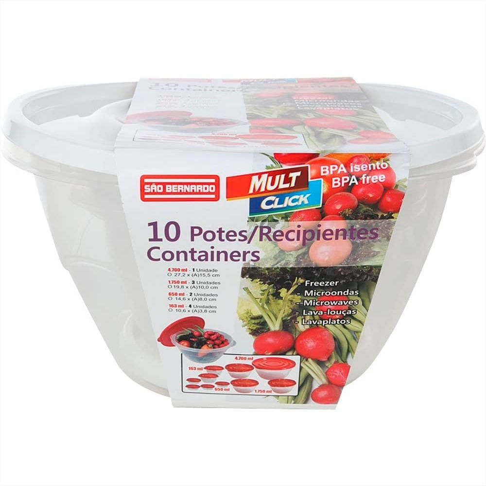 Juego De Tupper 10 Piezas Plastico Bpa Free Grupo Dos