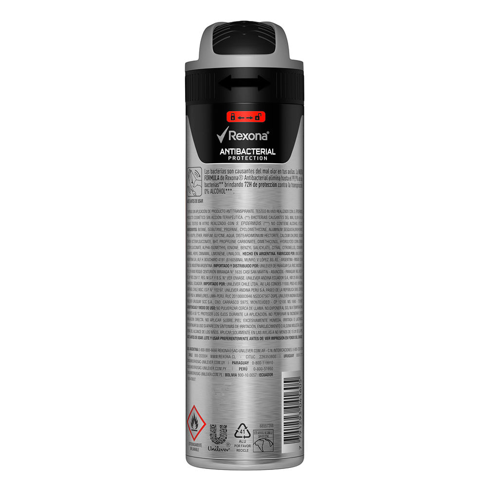 Desodorante Antitranspirante REXONA Men Antibacterial Protection ... Desodorante Antitranspirante REXONA Men Antibacterial Protection ...