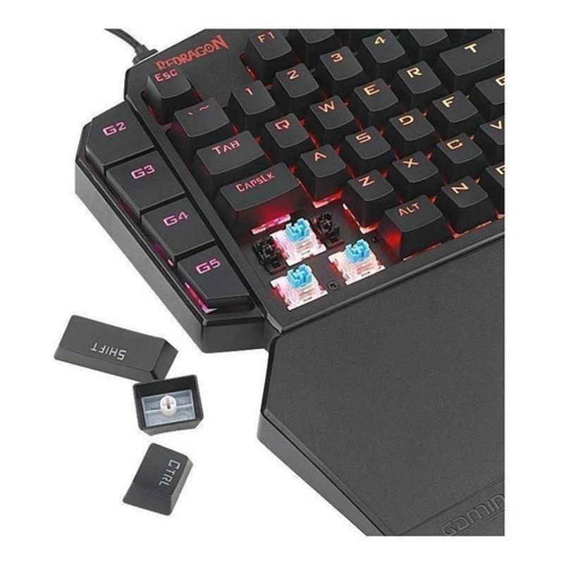 Teclado De Una Mano Gamer Redragon Diti K585rgb Outemu Blue Color Negro