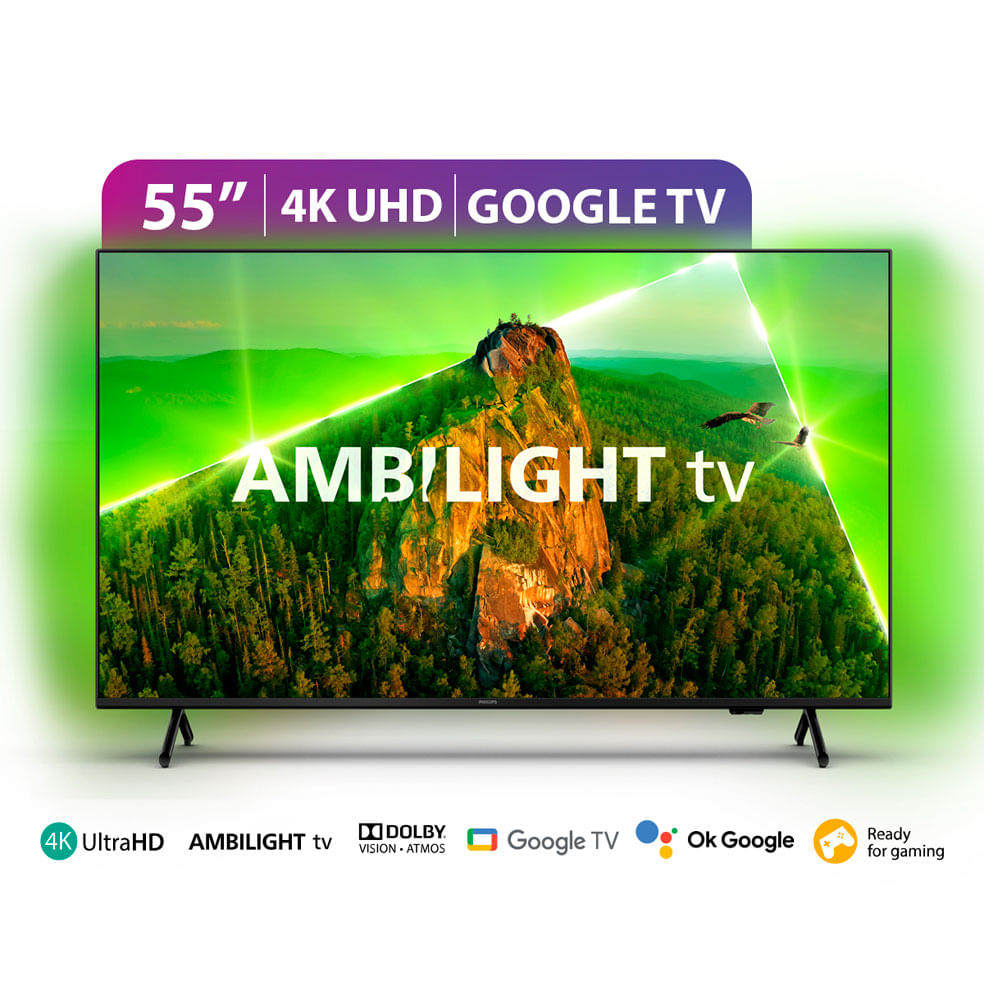 Smart TV Philips 55" 4K Ambilight 55PUD7908